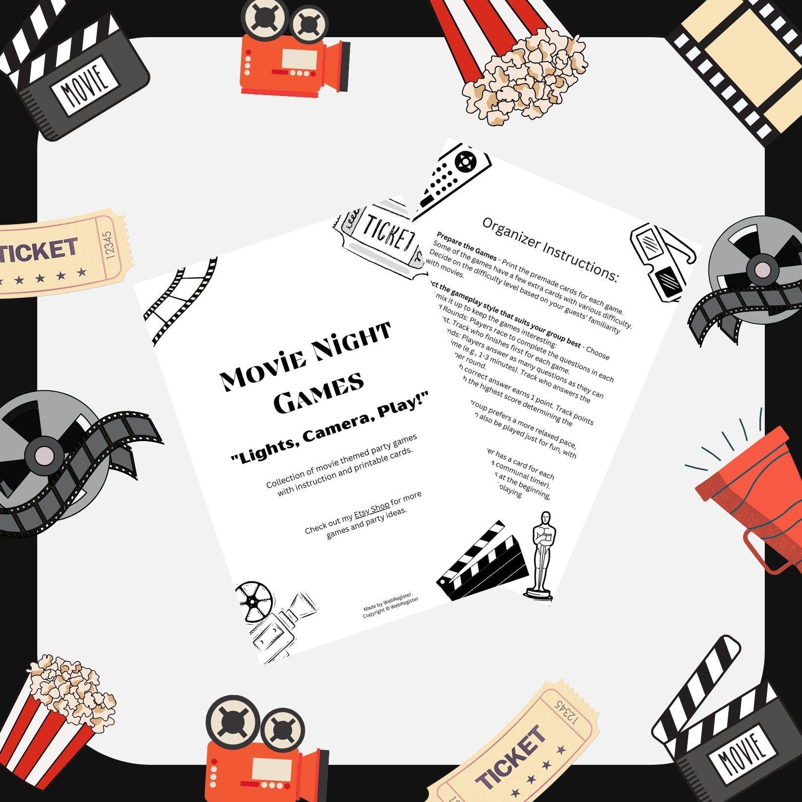 Movie Night Games: Printable Party Pack for Film Lovers – Fun ...