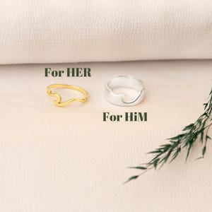 Couple Matching Promise Ring | Wave Rings for Couples, Engagement Ring ...