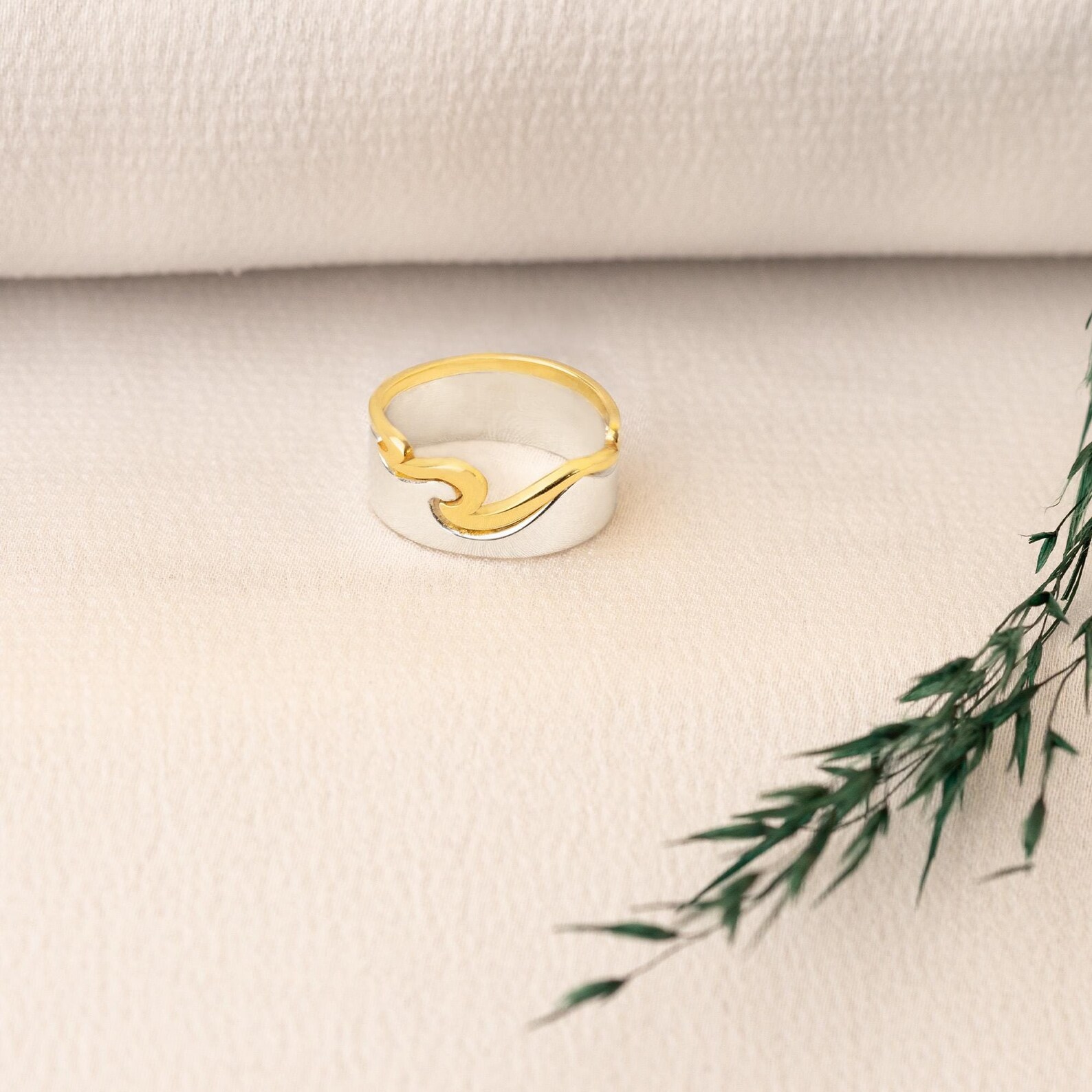 Couple Matching Promise Ring | Wave Rings for Couples, Engagement Ring ...
