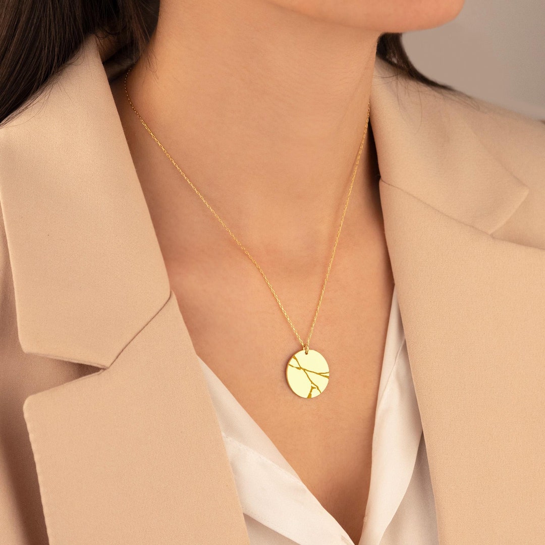 Kintsugi Disc Necklace Kintsugi Gold Necklace for Women and Men ...