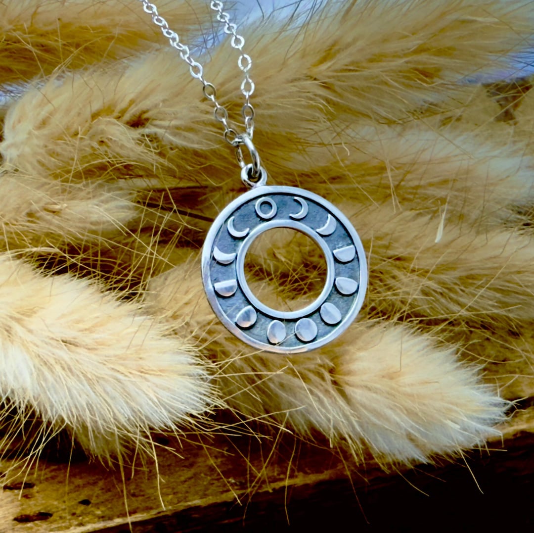Sterling Silver Moon Phases Pendant With Sterling Silver Chain ...