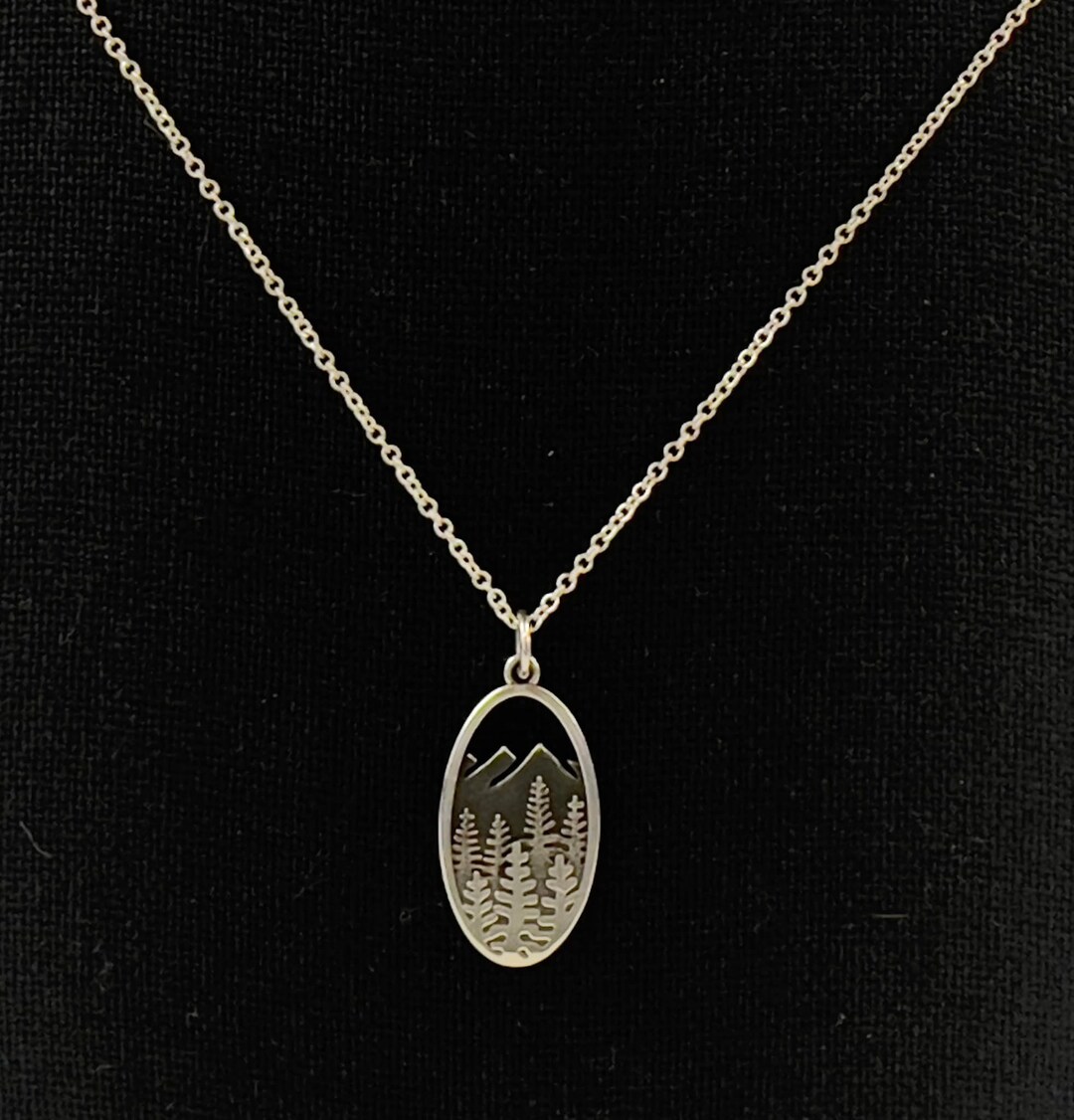 Mountain Forest Landscape Pendant * Sterling Silver * Sterling Silver ...