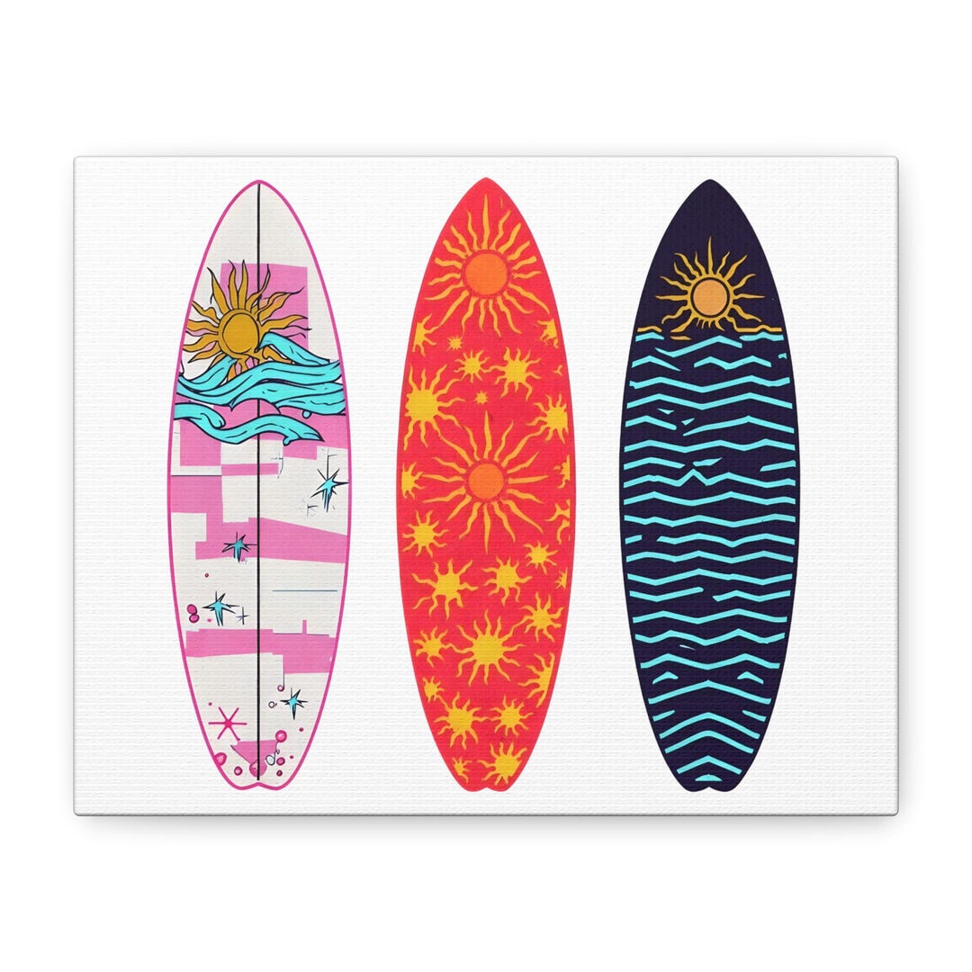 Canvas Print, Vintage Surfboard Art, Retro Surf Wall Decor, Coastal ...