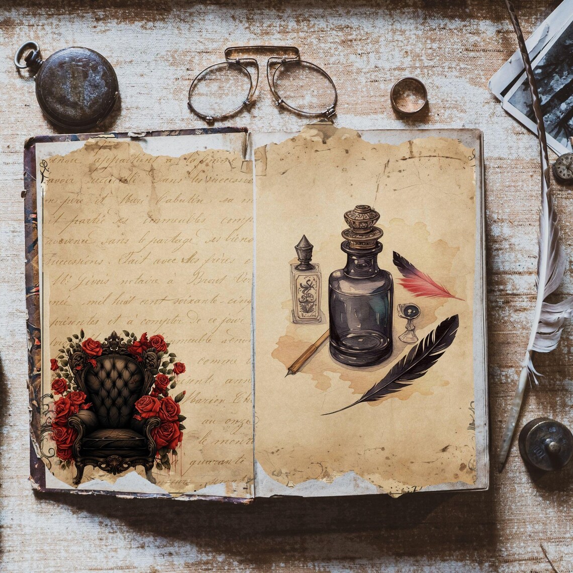 Edgar Allan Poe Junk Journal Pages, Gothic Journaling, Sinister Digital ...