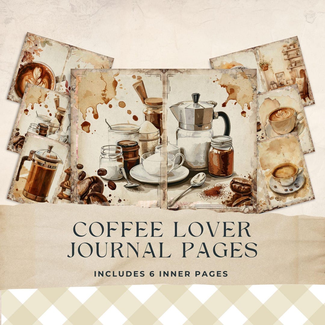 Coffee Lover Junk Journal Pages, Coffee Shop Journaling, Neutral ...