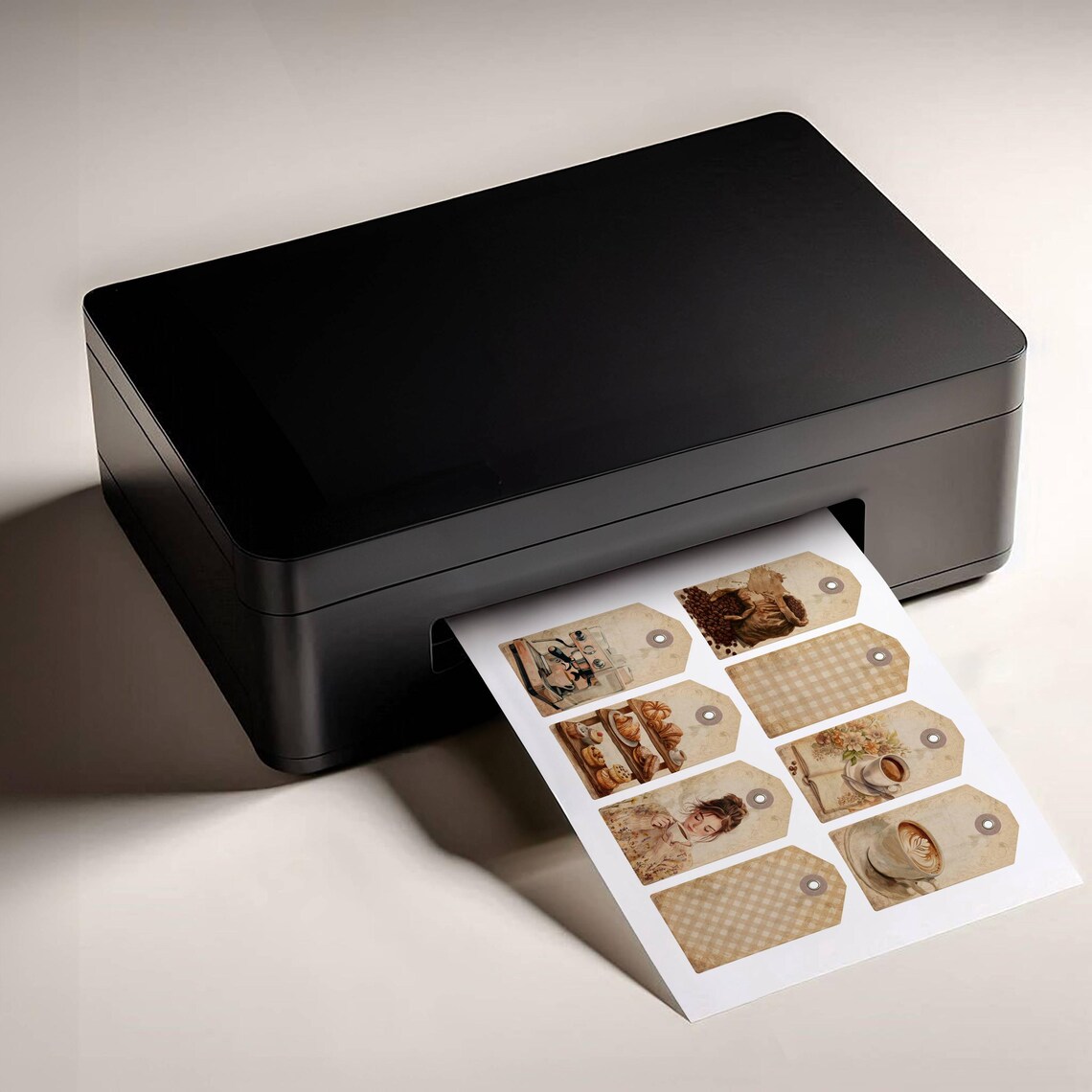 Coffee Shop Mini Envelopes and Tags, Cafe Au Lait, Coffee Lover ...