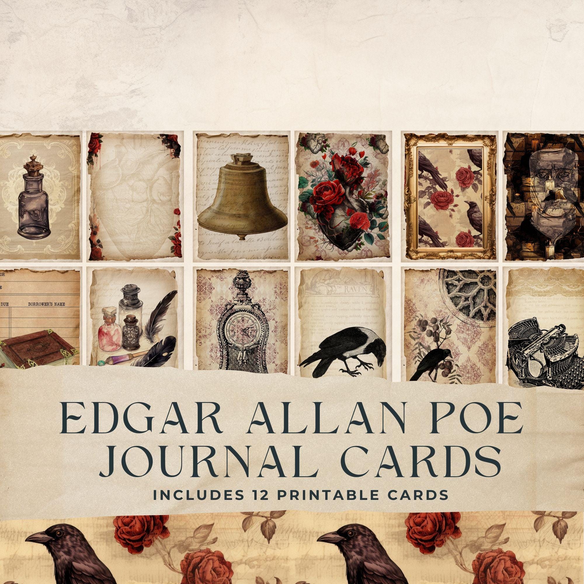 Edgar Allan Poe Junk Journal Kit, Victorian Horror Digital Paper ...