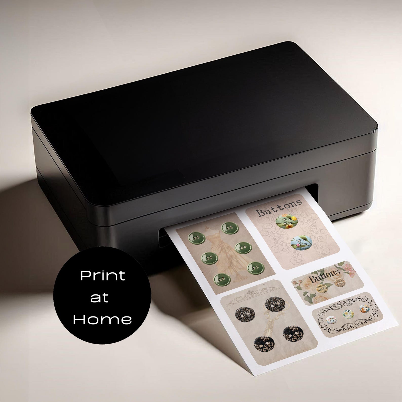 Printable Vintage Button Cards: Shabby Chic Ephemera (PDF) - Etsy