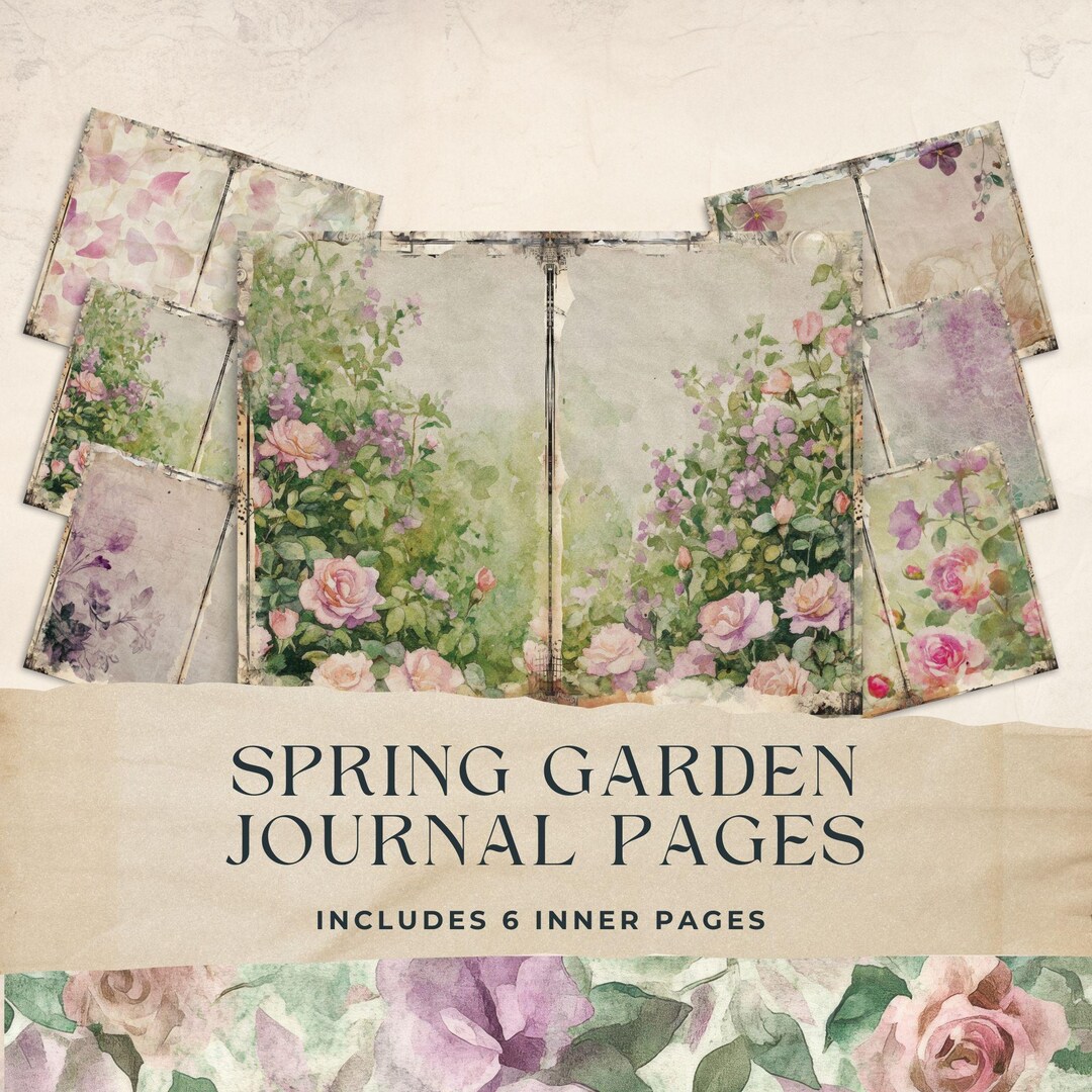 Spring Garden Junk Journal Pages, Flower Seed Journaling, Purple Pink ...