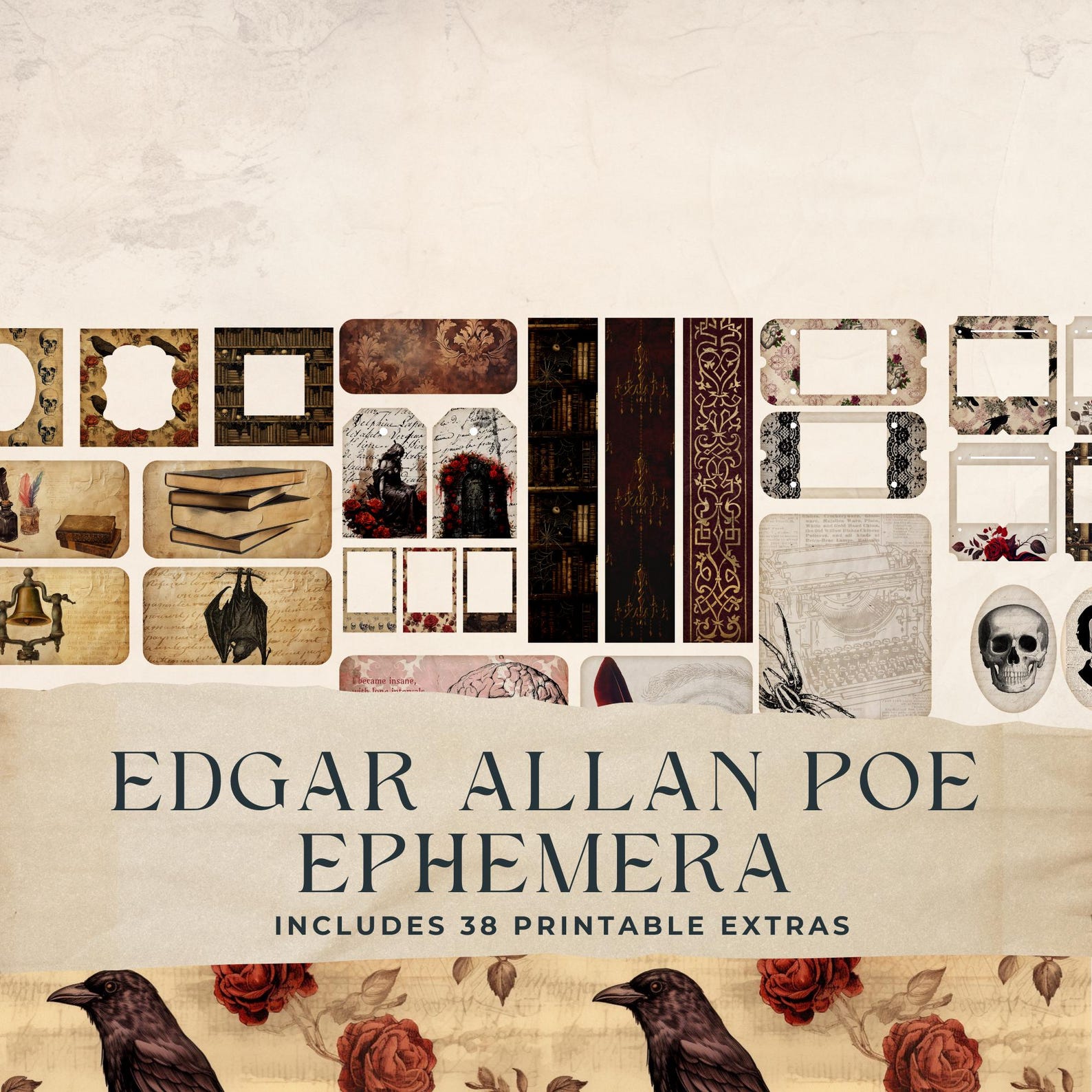 Edgar Allan Poe Junk Journal Kit, Victorian Horror Digital Paper ...