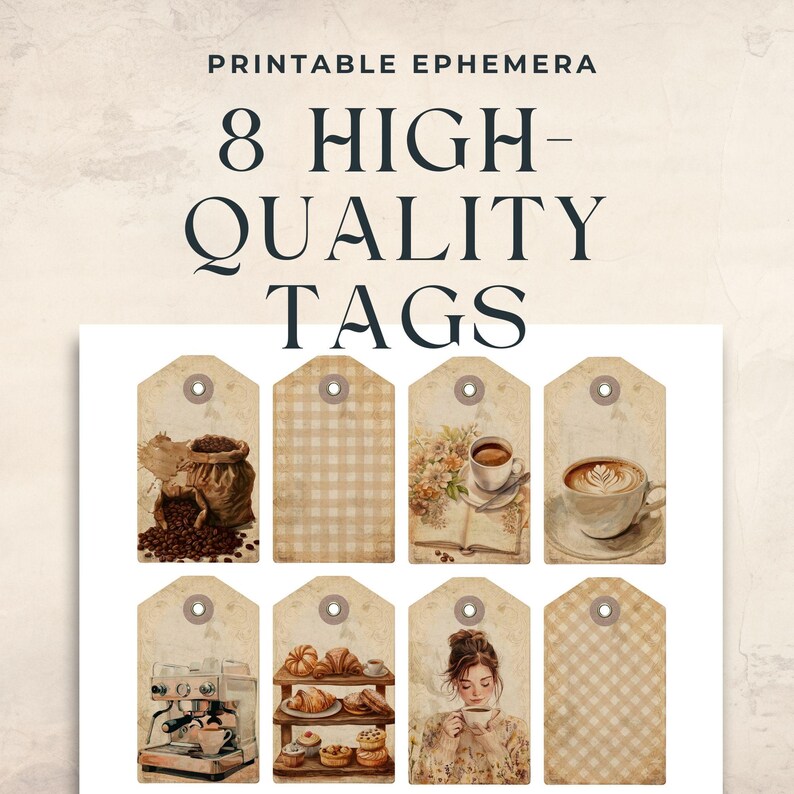 Coffee Shop Mini Envelopes and Tags, Cafe Au Lait, Coffee Lover ...