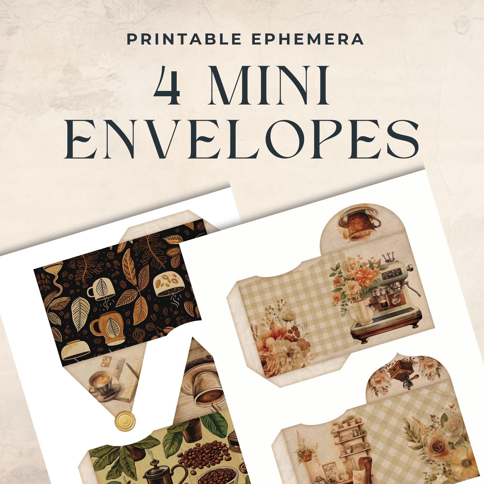 Coffee Shop Mini Envelopes and Tags, Cafe Au Lait, Coffee Lover ...