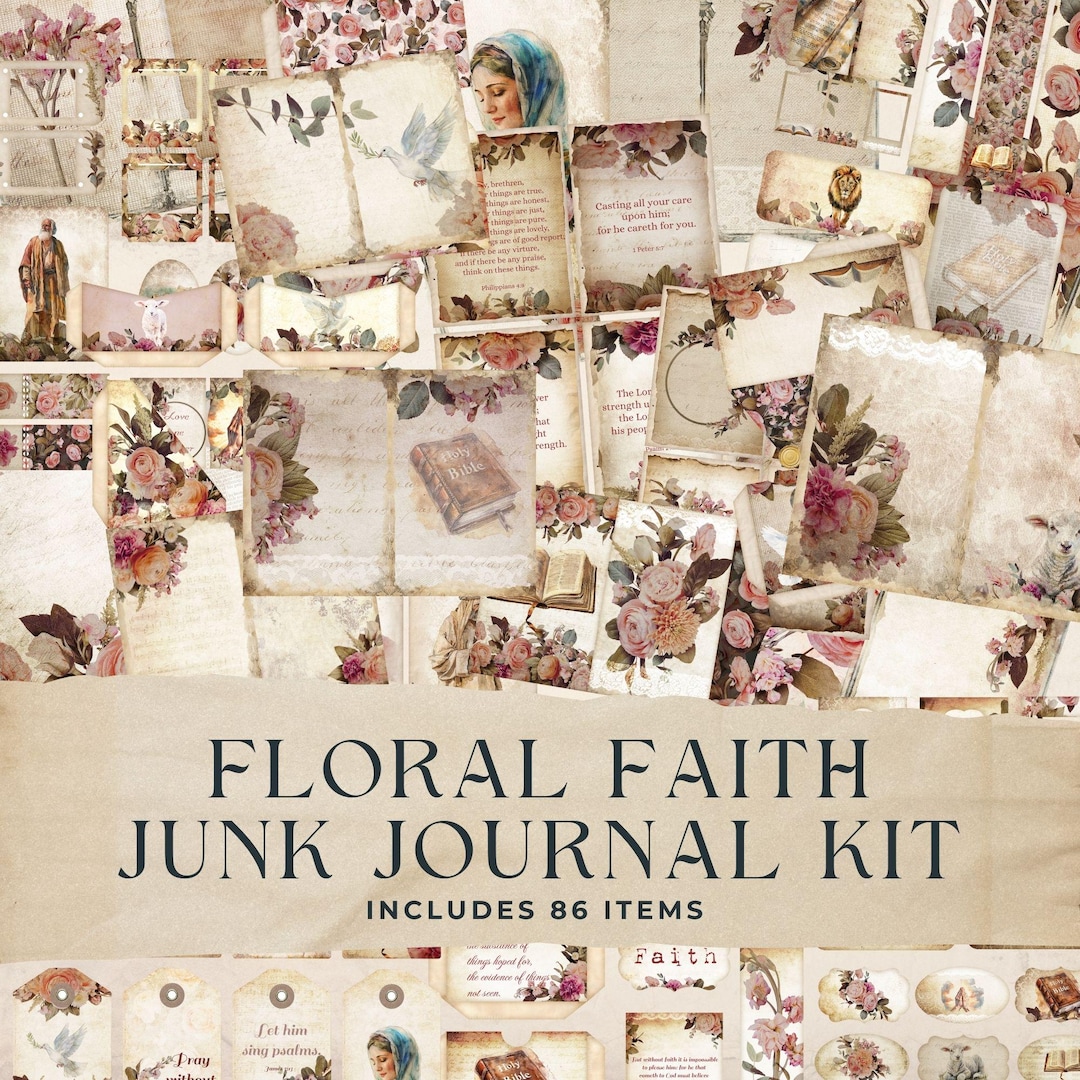 Printable Scripture KJV Junk Journal Kit, Floral Faith, Bible Study ...