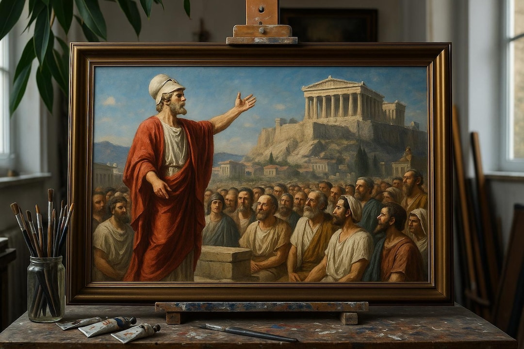 Pericles Speaking in Ancient Athens Original Oil Painting–framed ...