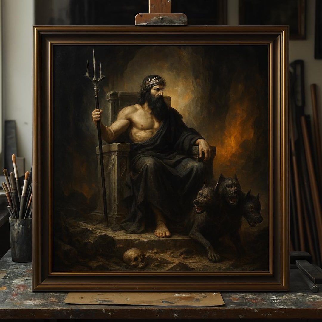 Hades and Cerberus – Original Oil Painting, Greek Underworld Wall Art ...