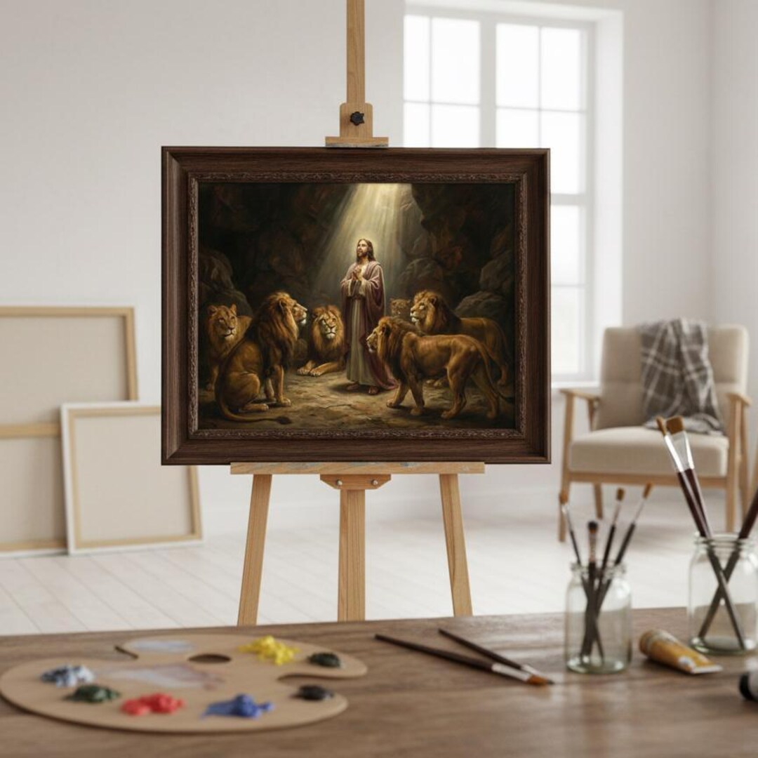 Daniel in the Lions' Den Oil Painting - Biblical Scene Art - Divine ...