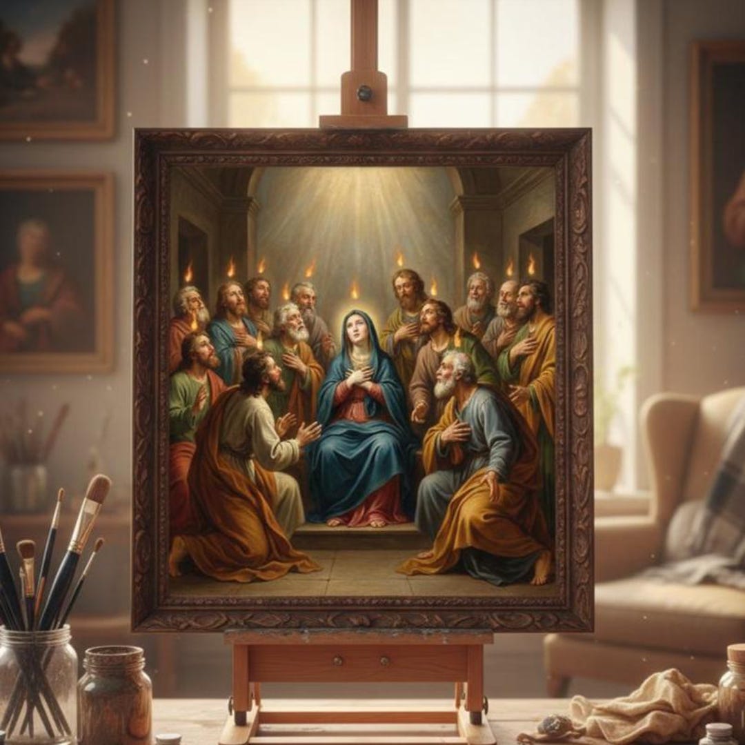 The Descent of the Holy Spirit Oil Painting - Pentecost Biblical Art ...