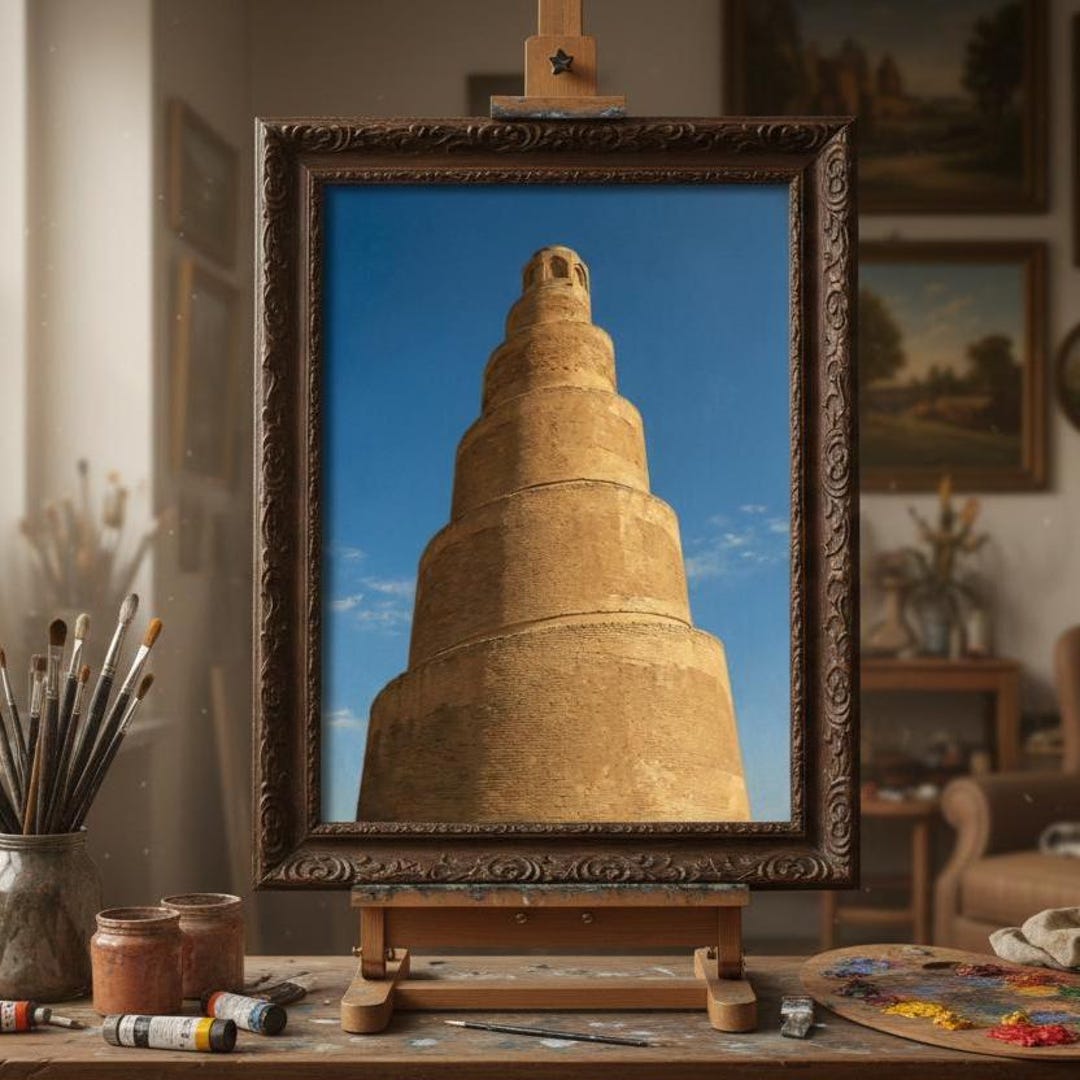 Great Mosque of Samarra Oil Painting - Malwiya Minaret Art - Iraq ...