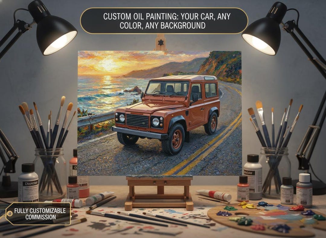 Custom Land Rover Defender 90 Oil Painting - Personalized Classic 4x4 ...