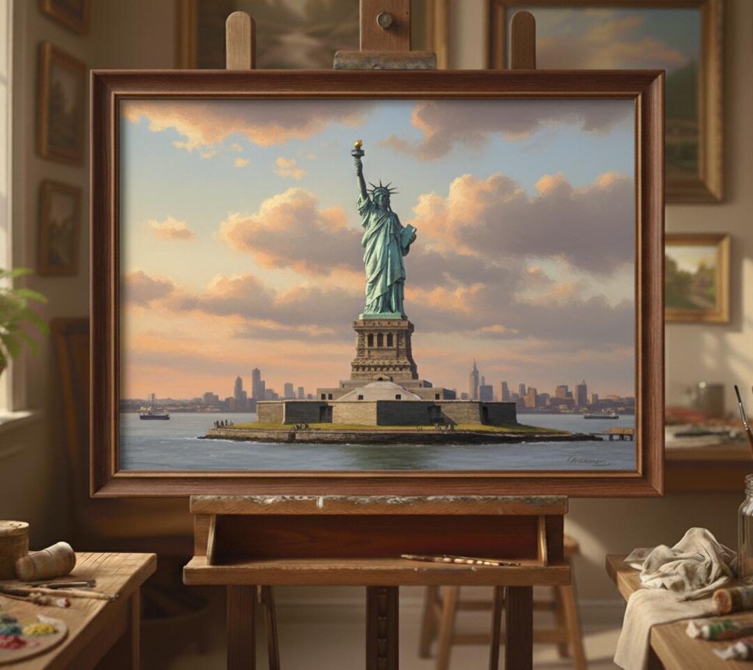 Statue of Liberty New York Original Oil Painting | American Landmark ...