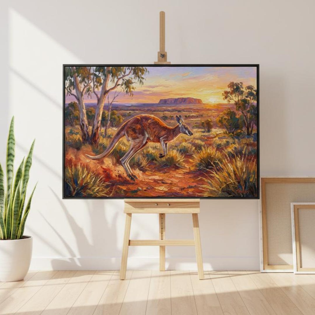 Kangaroo Original Oil Painting – Australian Outback Wildlife Art ...