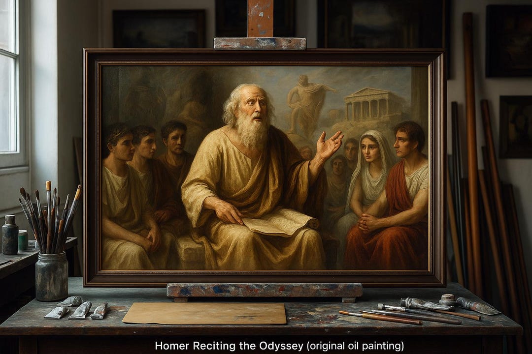 Homer Reciting the Odyssey – Original Oil Painting of Ancient Greek ...