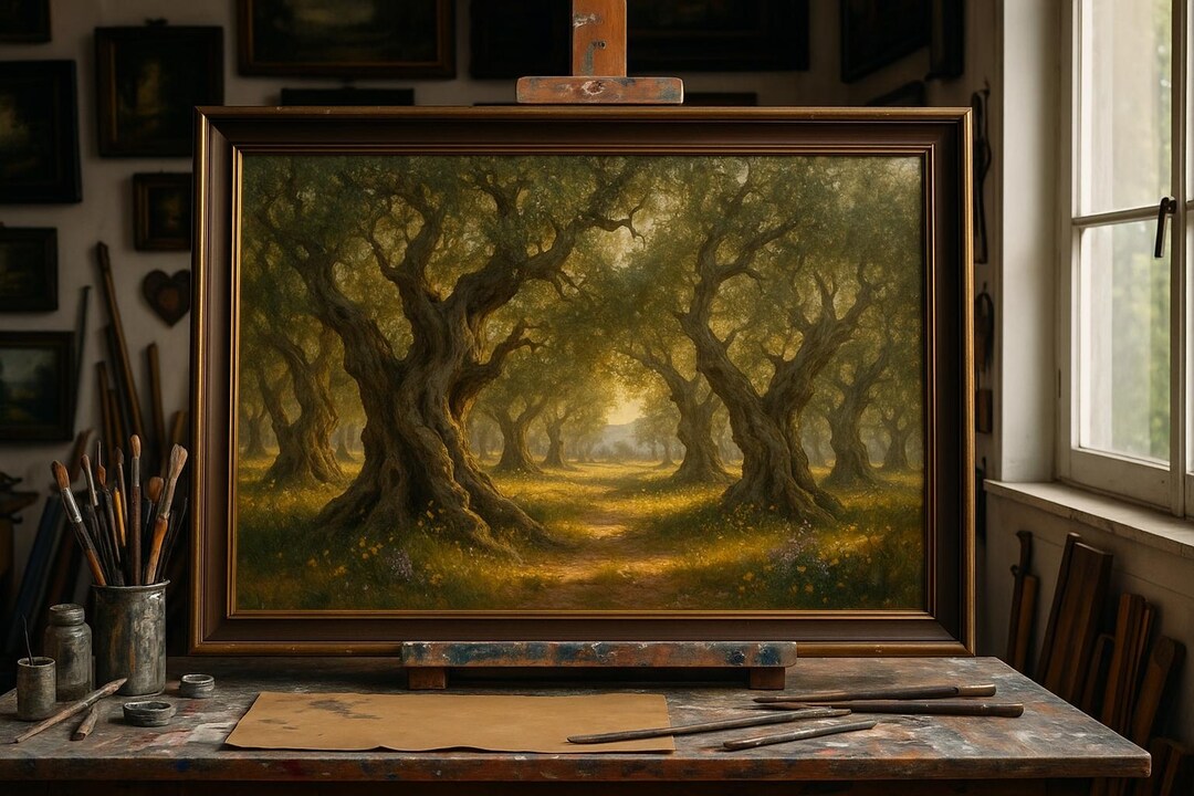 Ancient Olive Grove Original Oil Painting – Mediterranean Landscape ...