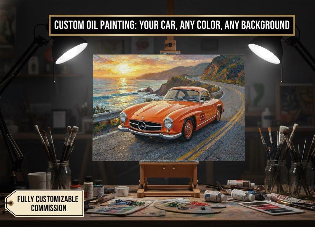 Custom Mercedes-benz 300SL Gullwing Oil Painting - Personalized Car Art ...