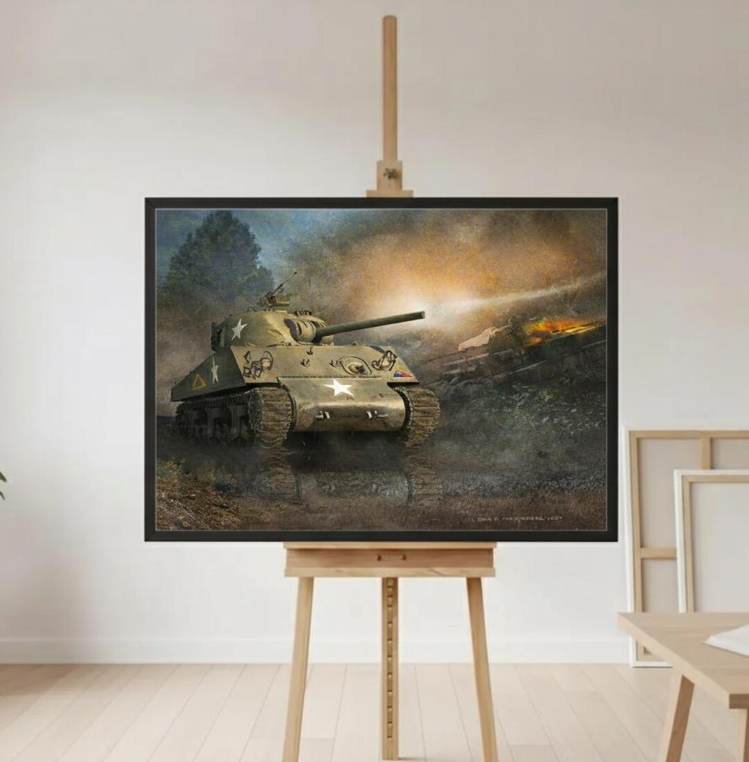 WWII Sherman Tank Original Oil Painting | American Military Art | World ...