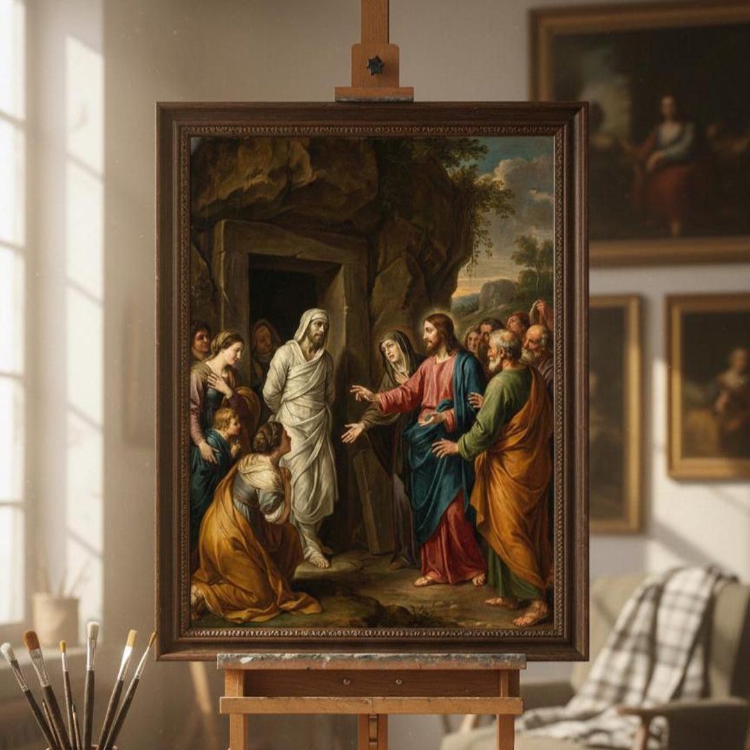 The Raising of Lazarus Oil Painting - Jesus Miracle Biblical Art ...