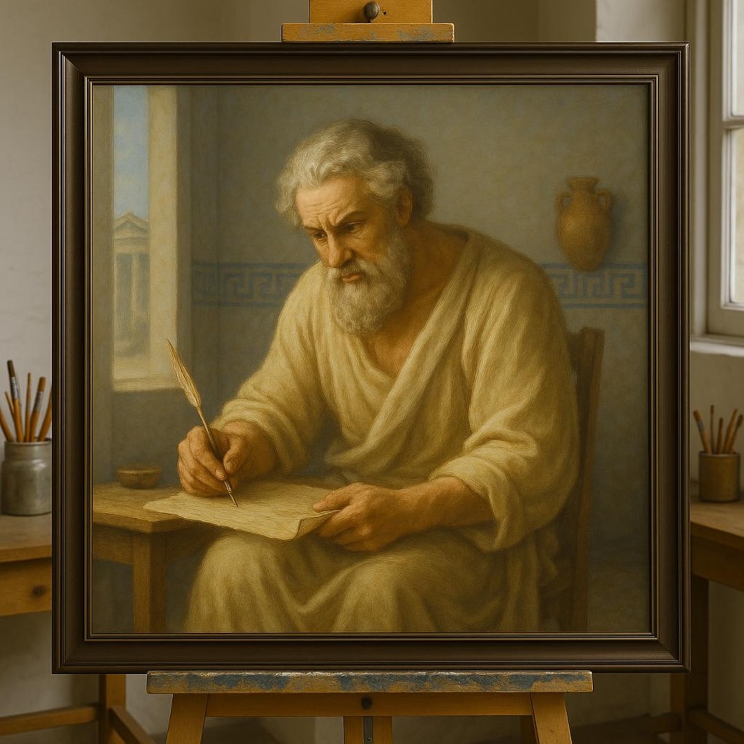 Plato Writing in His Academy – Original Oil Painting in Classical ...