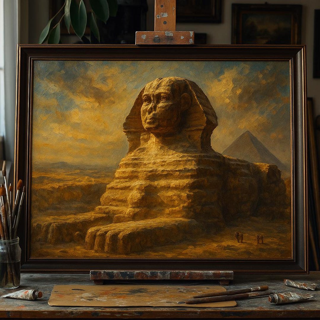 Original Sphinx of Giza Oil Painting – Handmade Canvas Wall Art of Ancient Egypt, Realistic and ...