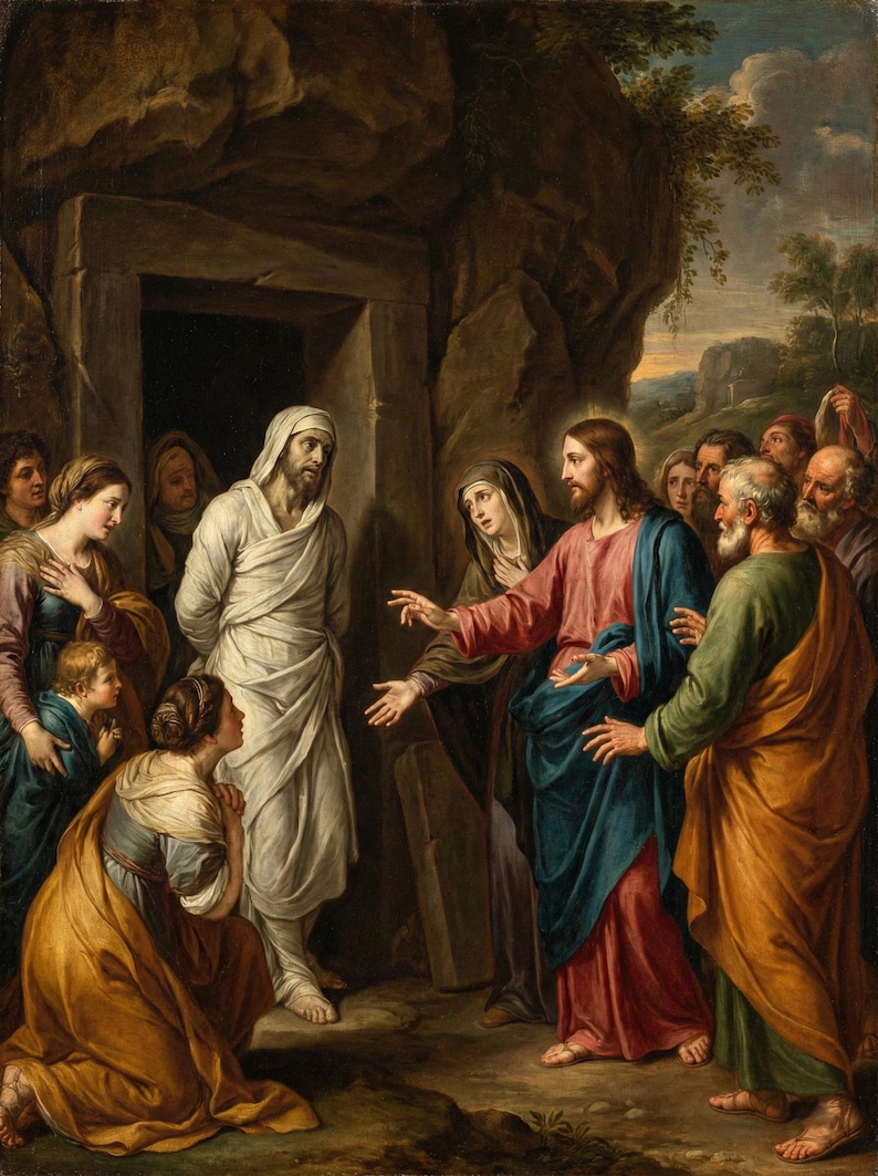 The Raising of Lazarus Oil Painting - Jesus Miracle Biblical Art ...