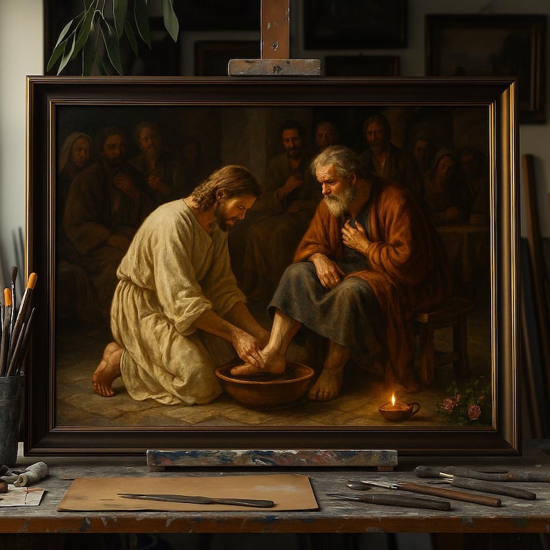 Jesus Washing the Disciples’ Feet –original Oil Painting of Humility ...