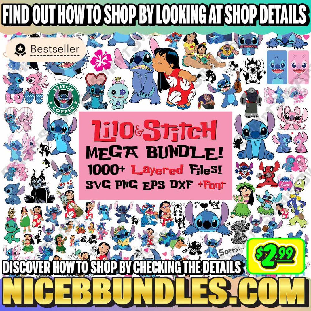 1000 Stitch Svg, Stitch Bundle, Stitch Clipart, Stitch Png, Lilo and ...
