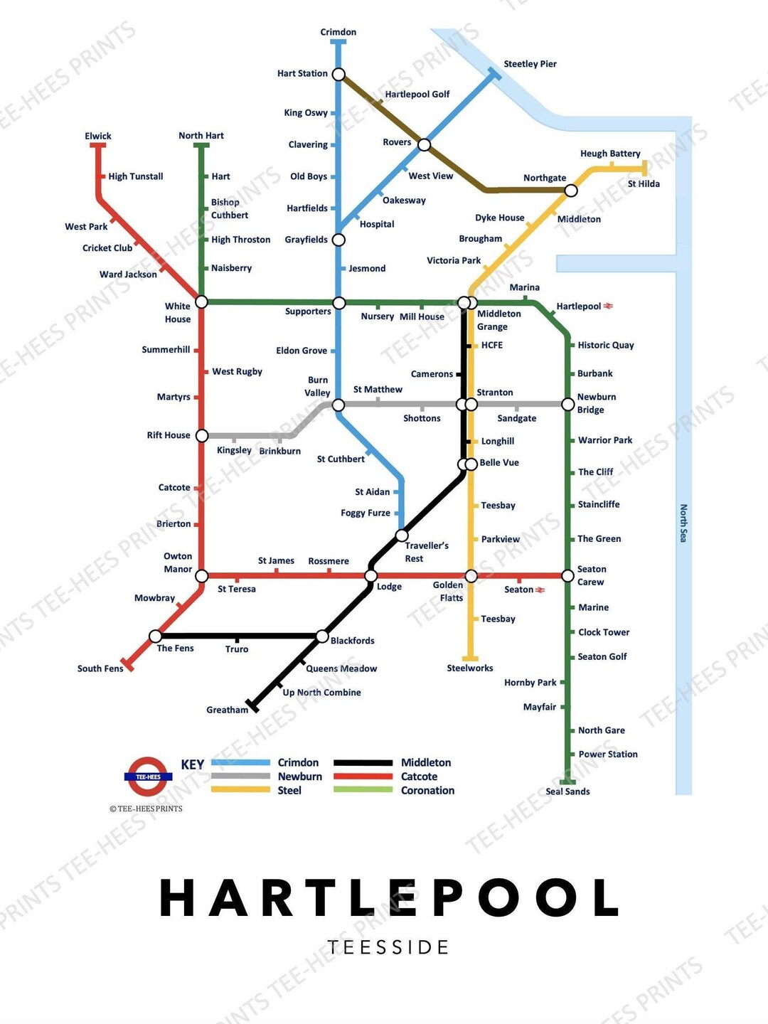 Hartlepool Tube Map - A Quirky Local Print!! - Etsy
