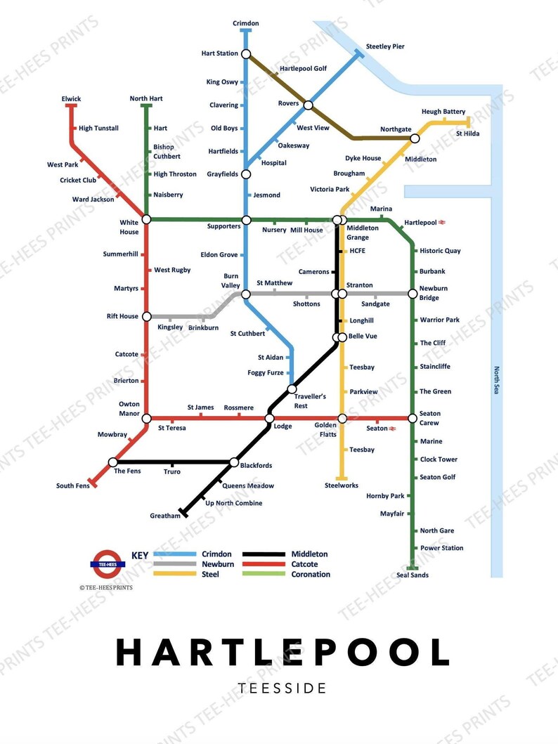 Hartlepool Tube Map - A Quirky Local Print!! - Etsy