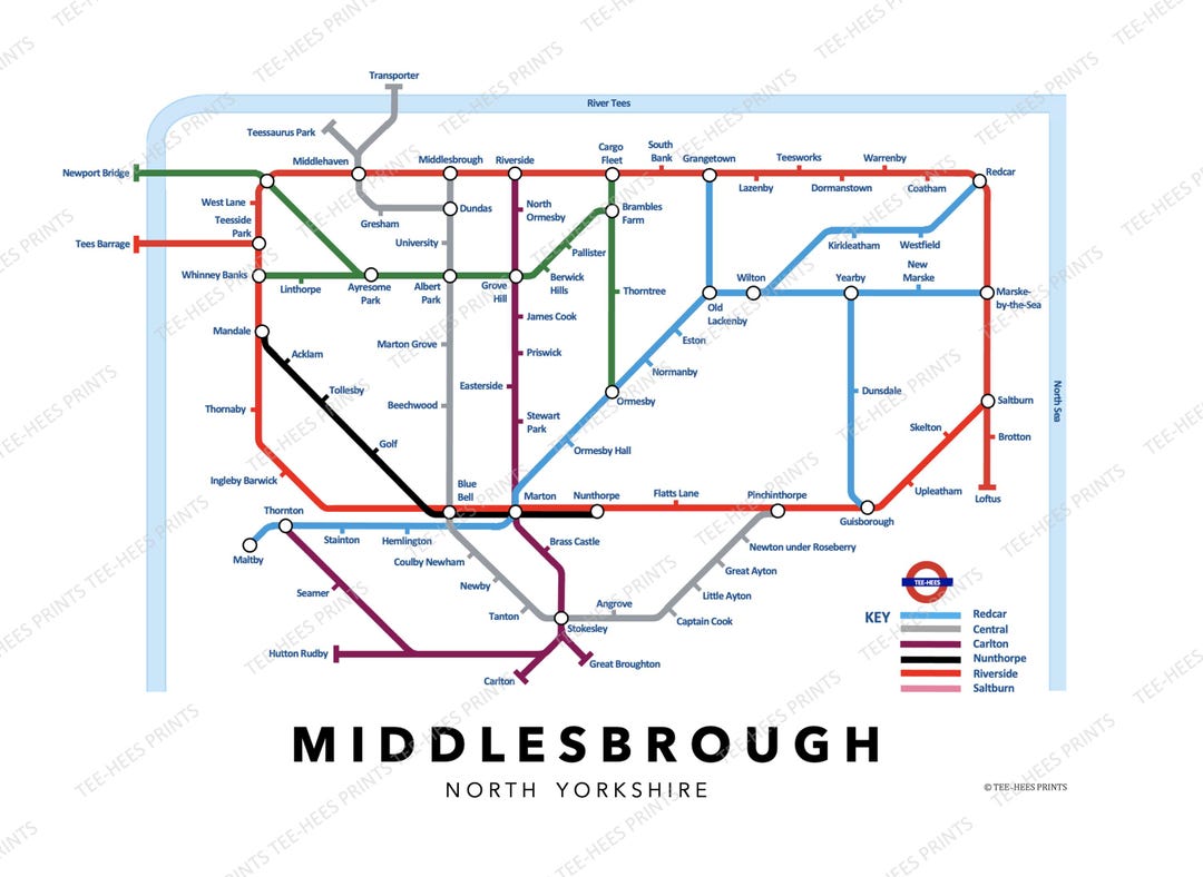 Middlesbrough Tube Map - A Quirky Local Print!! - Etsy