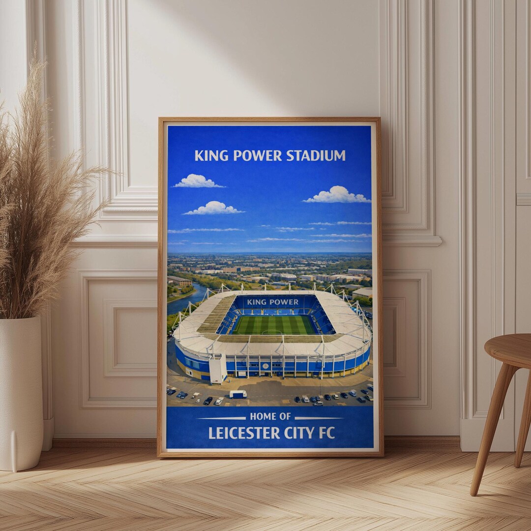 King Power Stadium Print | Leicester City FC Mid-century Art, Aerial ...