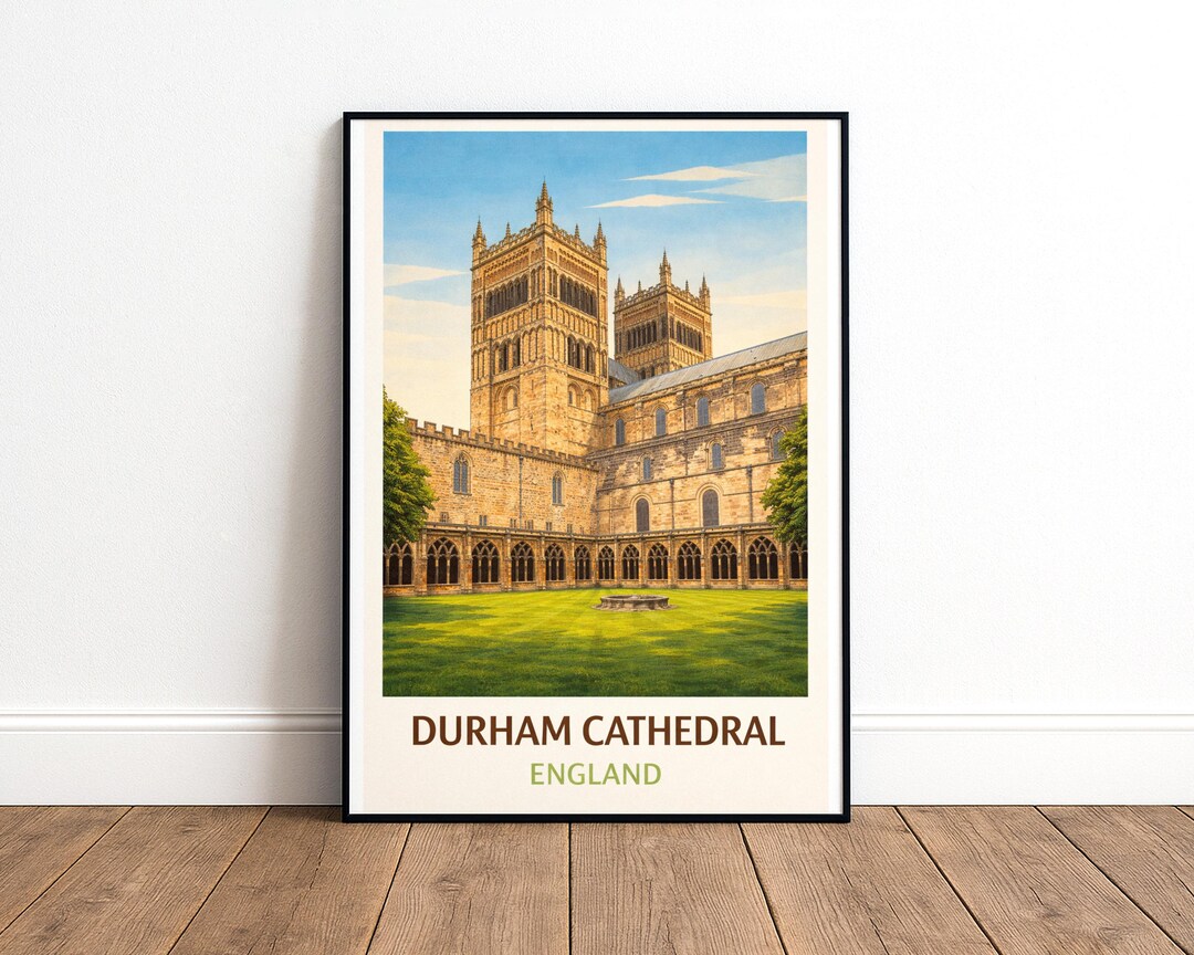 Durham Cathedral Poster | England Vintage Travel Print | Historic ...
