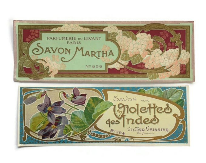 Vintage French Soap Labels – Set of 2 | Antique Art Nouveau Ephemera ...