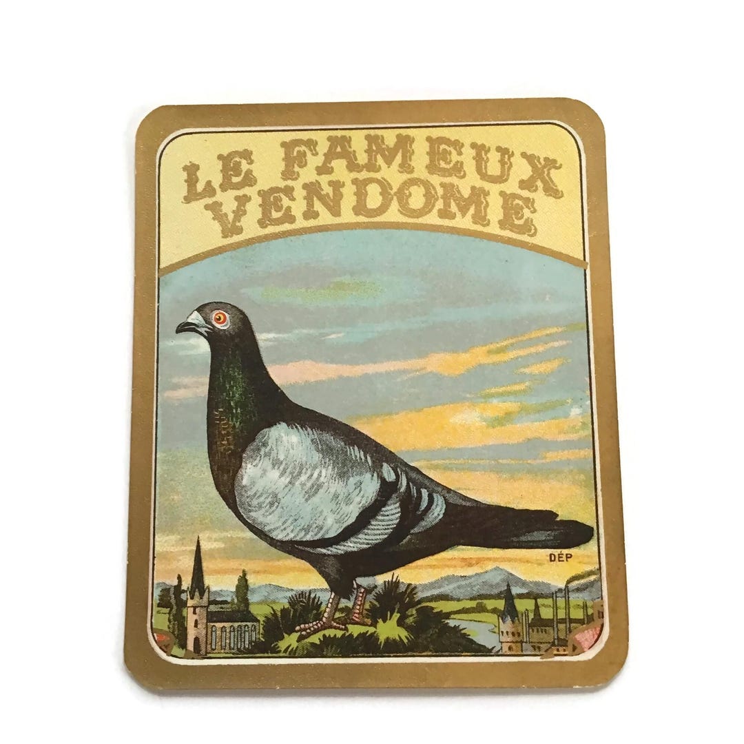 Vintage French Cigar Box Label Le Fameux Vendôme, Racing Pigeon ...