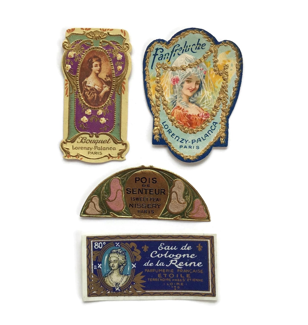 Antique French Perfume Labels – Art Nouveau Embossed Set From Paris ...