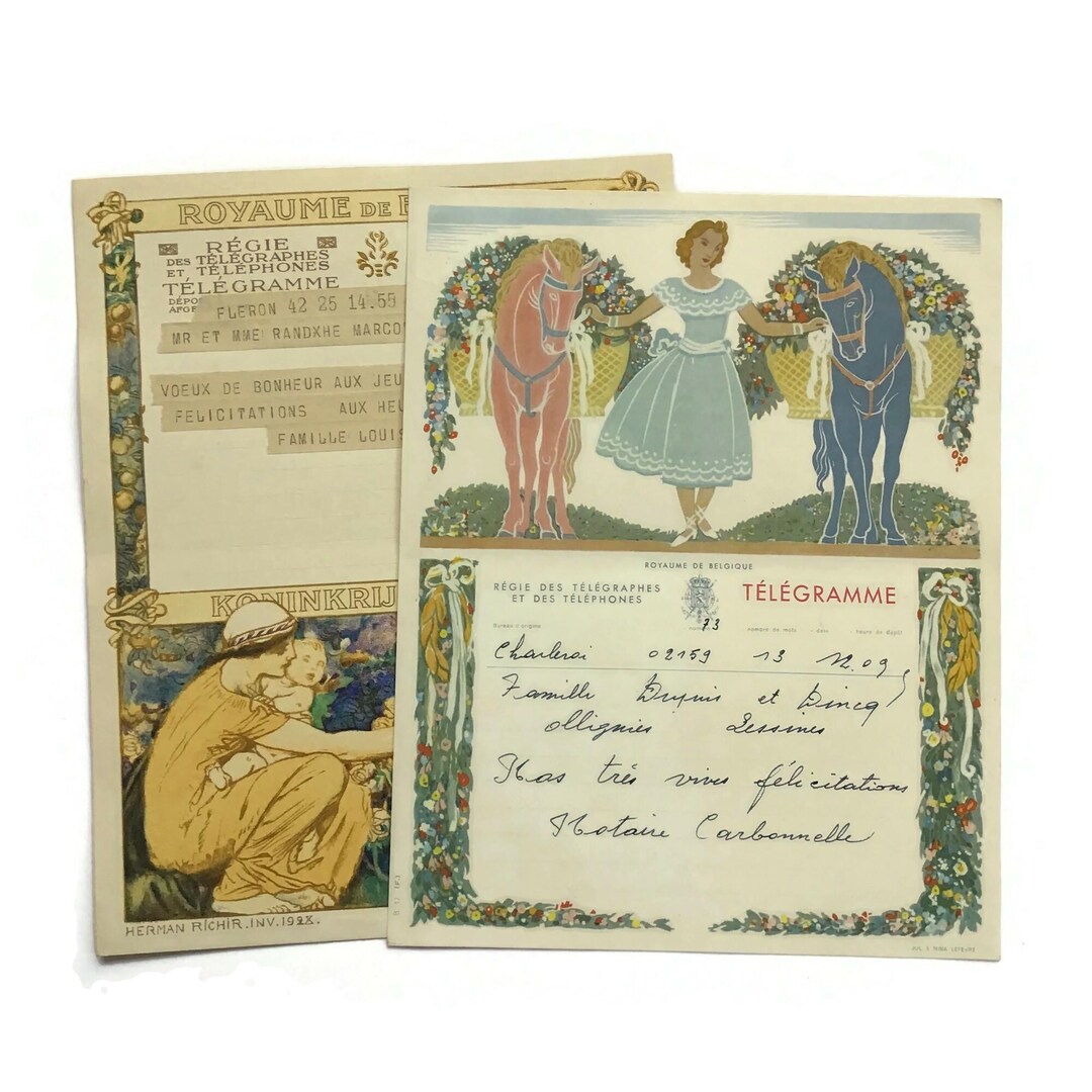Belgian Telegrams – Art Nouveau and Illustrated Floral Ephemera (set of ...