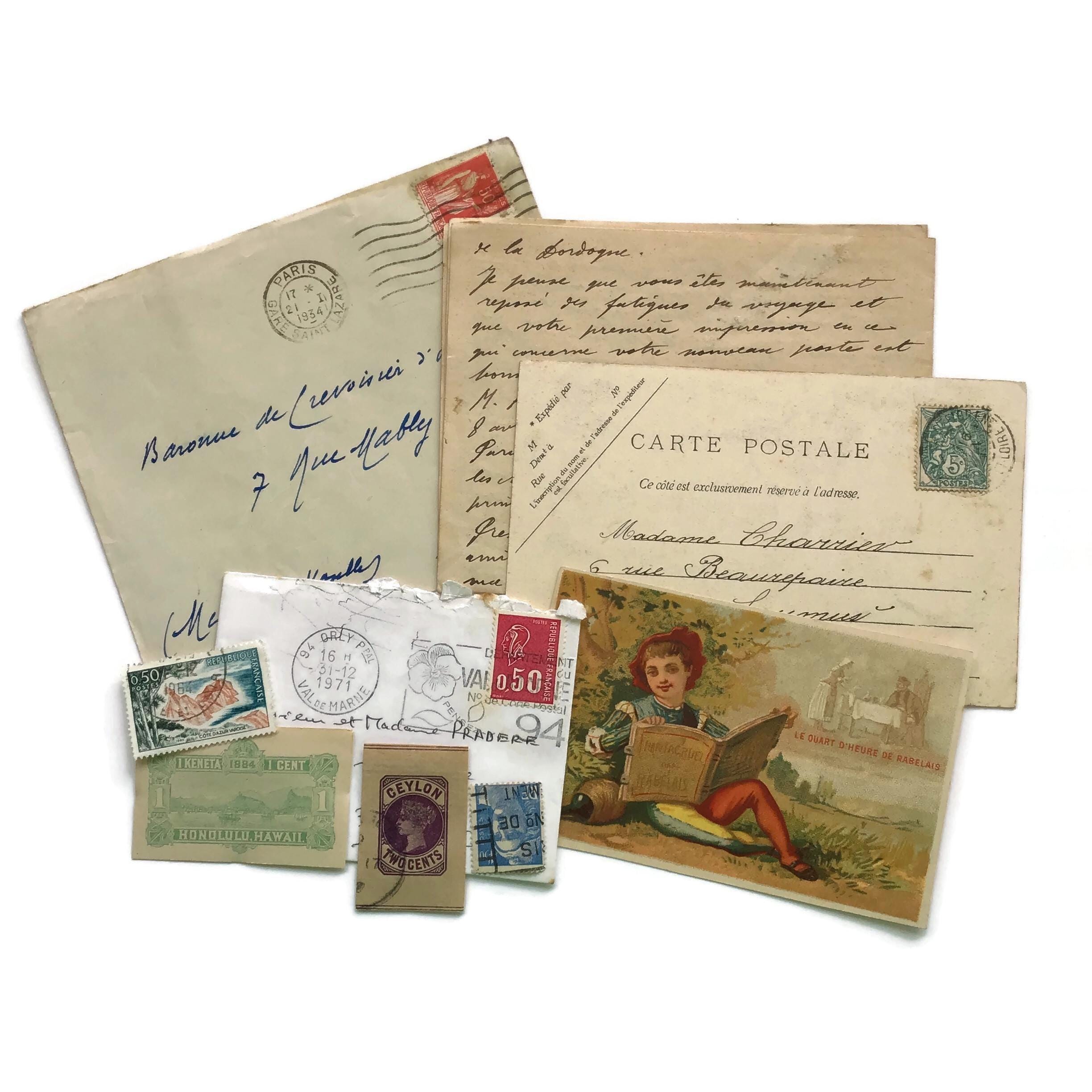 Antique Ephemera Set: 8-piece Vintage Paper Bundle With Stamps - Etsy