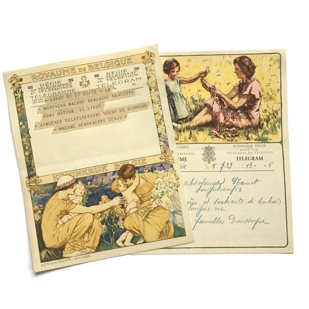 Vintage Belgian Telegrams – Illustrated Telegram Sheets, 1933 - Etsy