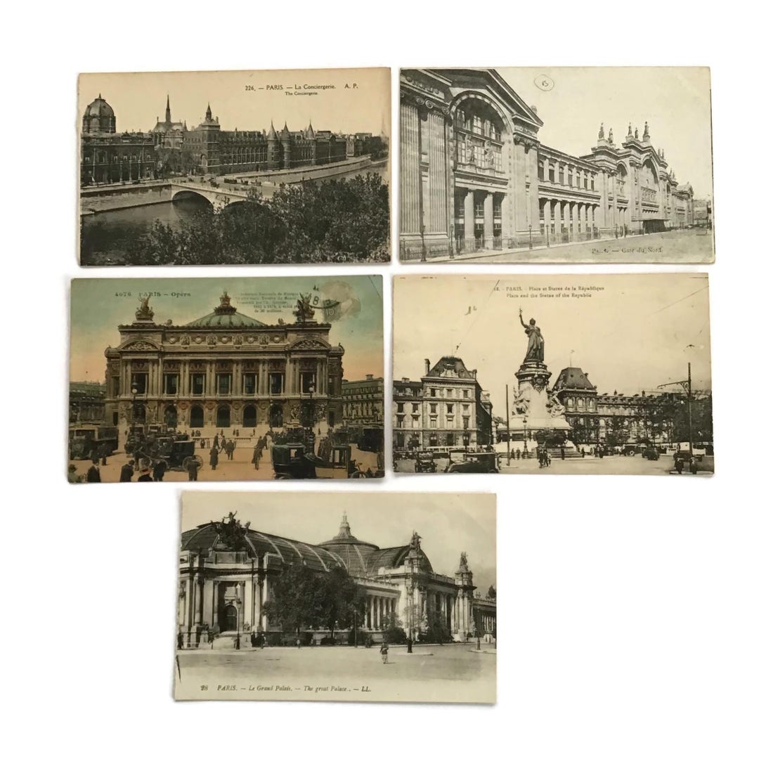 Set of 5 Antique Paris Postcards | Historic French Landmarks | Worn ...