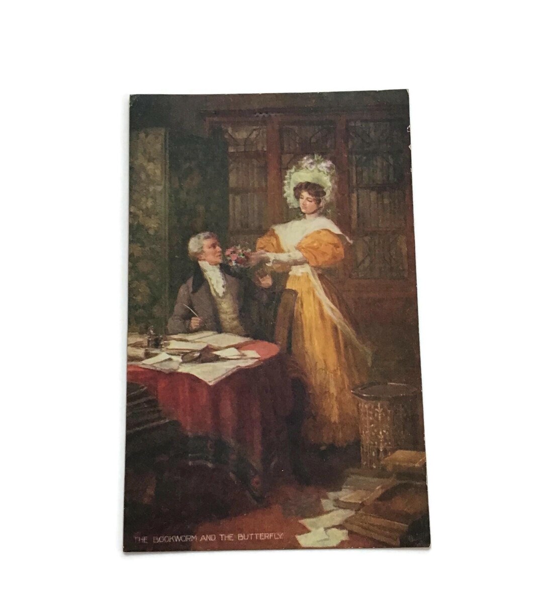 Vintage Tuck’s Postcard – the Bookworm and the Butterfly – Edwardian ...