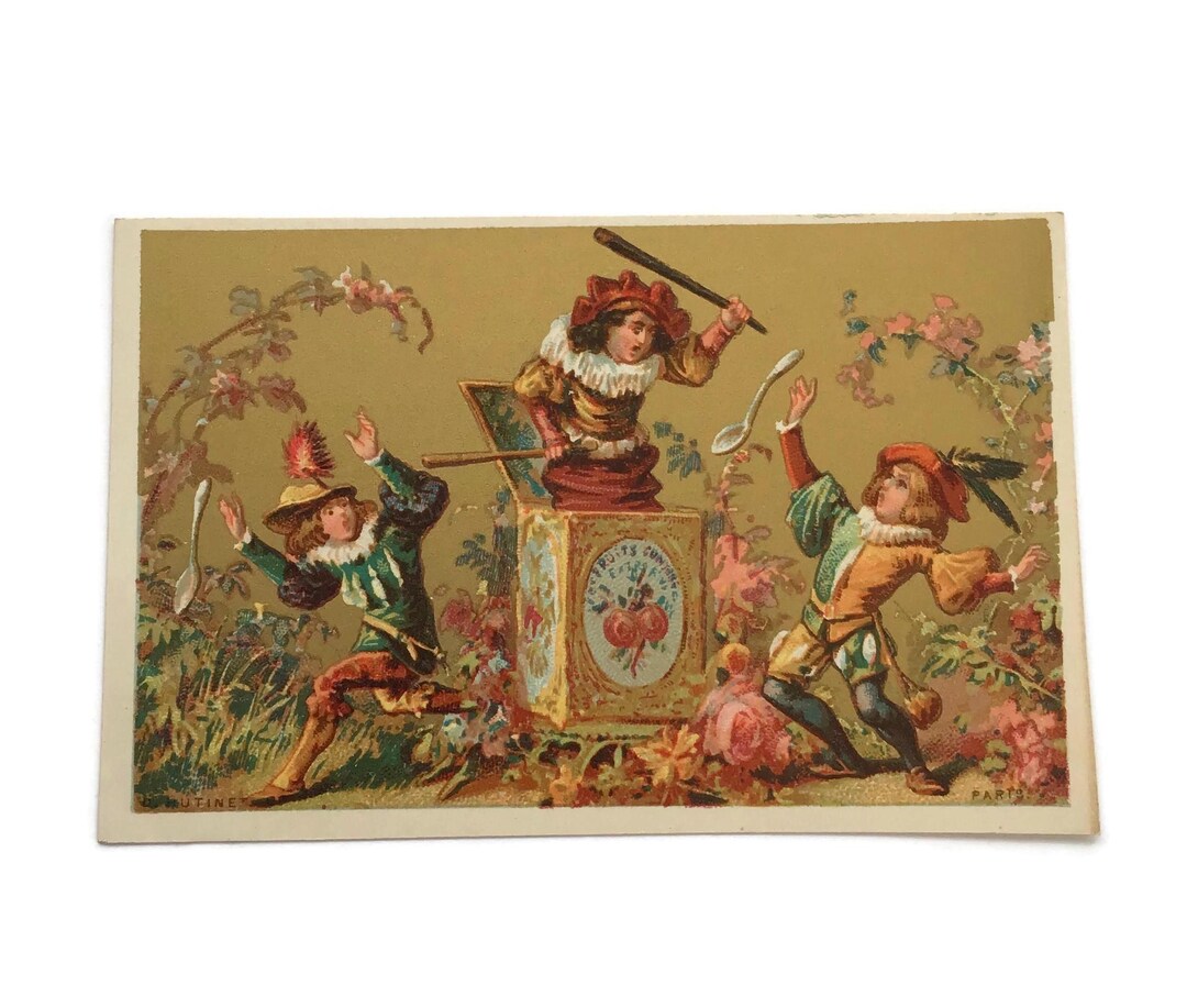 Antique Victorian Trade Card – Jesters & Jack-in-the-box – Whimsical ...