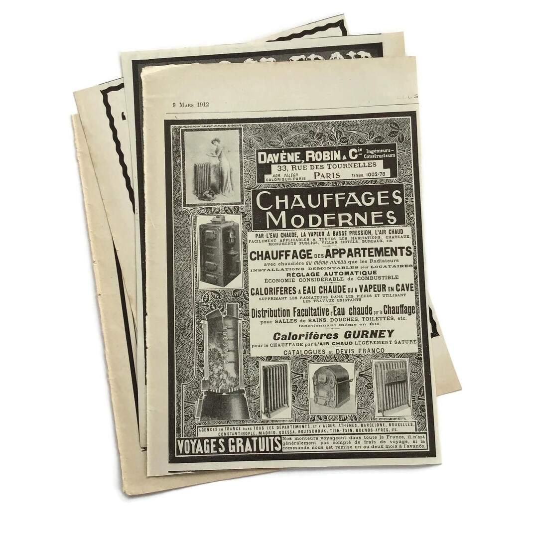 Antique French Industrial Advertising Clippings – Set of 4, 1910s ...